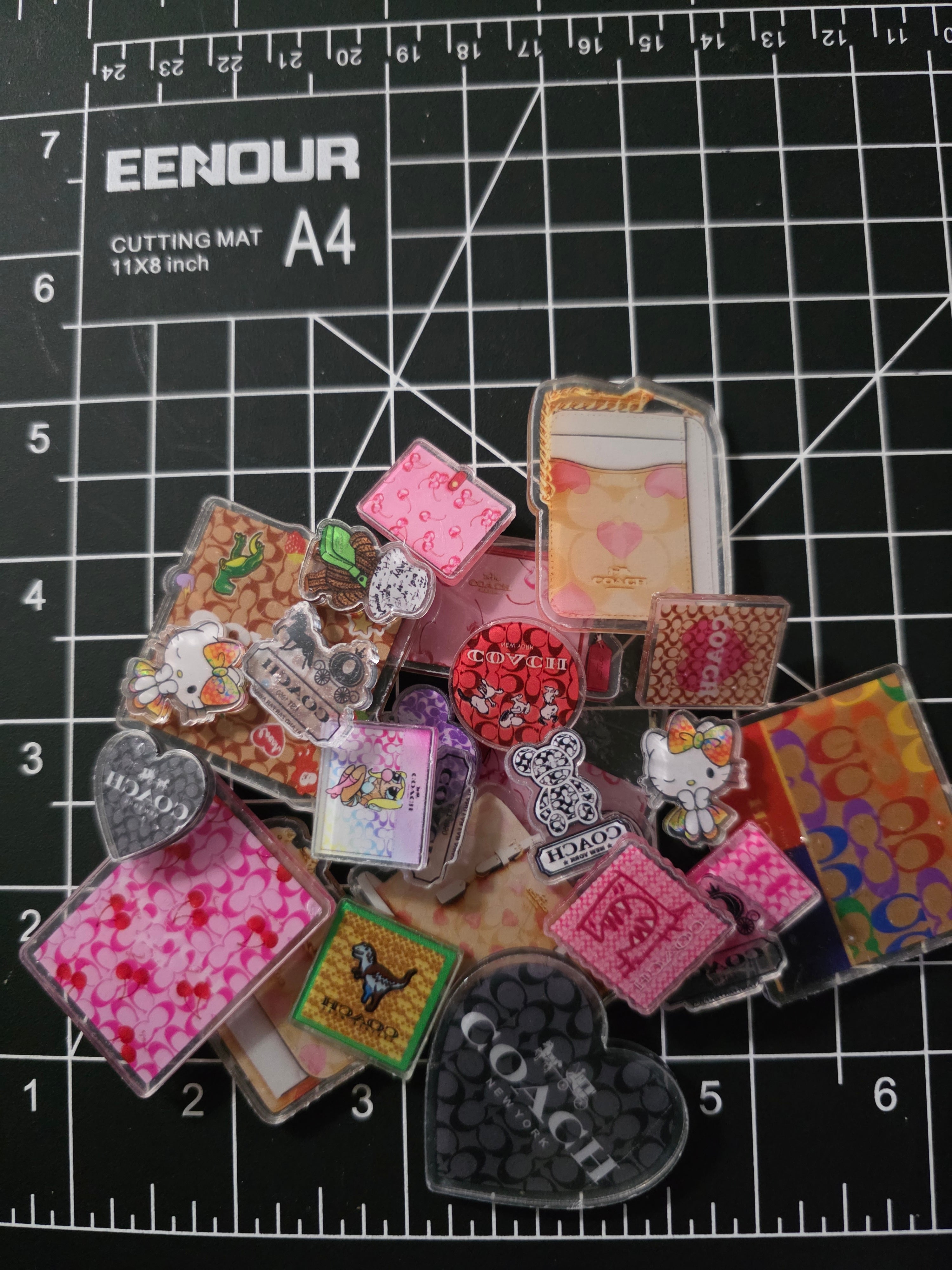 Double-Sided Coach Inspired Acrylic Flatback Charms: Random Mix, No Ho ...